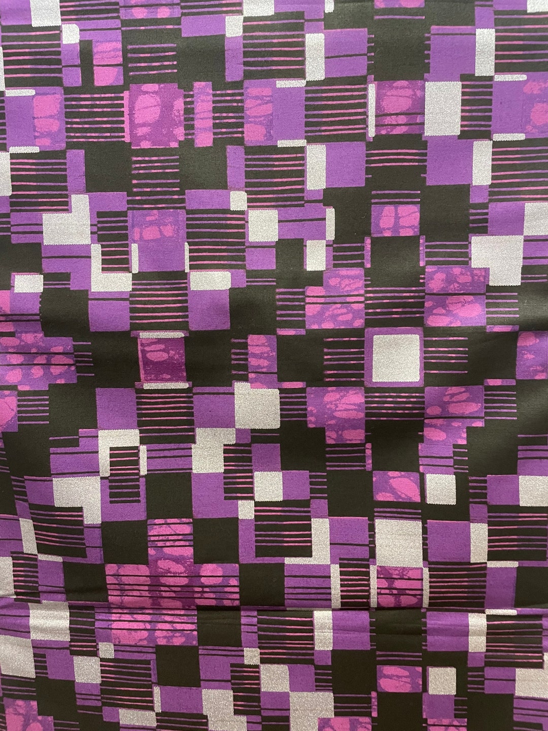 Purple & Black Checkered Striped Pattern With Silver Embellish Superwax ...