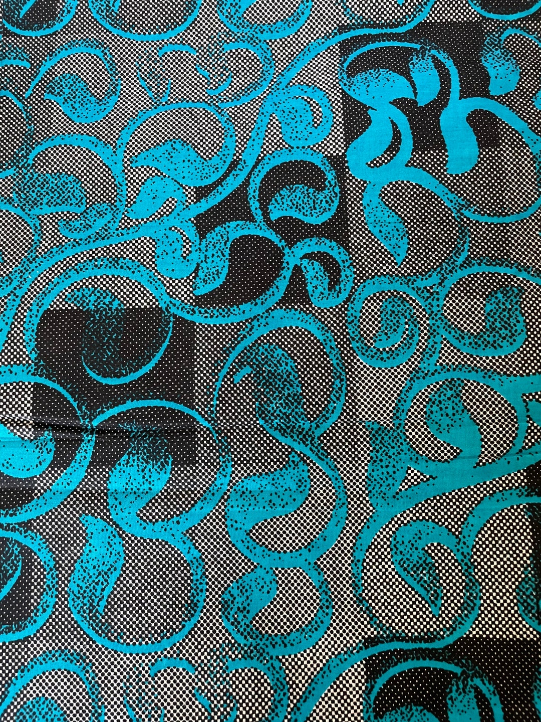 Cyan Foliage Pattern on Black & White Checkered Polka Dot Daviva ...