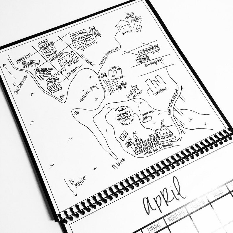 Custom Hand Drawn Calendar, Custom Map Calendar, Custom Calendar ...