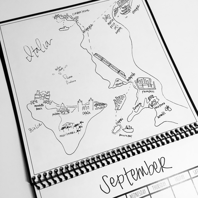 Custom Hand Drawn Calendar, Custom Map Calendar, Custom Calendar ...