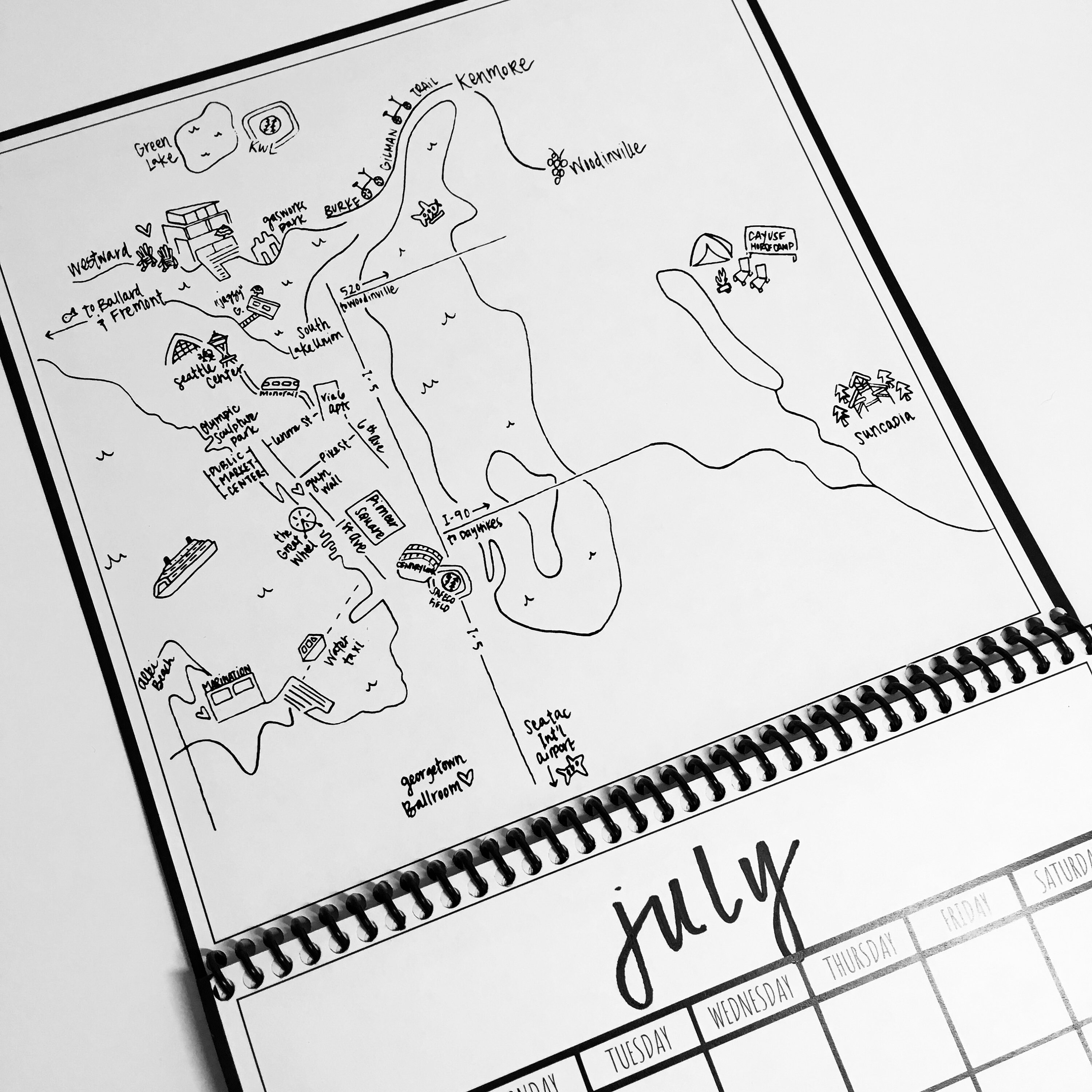 Custom Hand Drawn Calendar, Custom Map Calendar, Custom Calendar ...