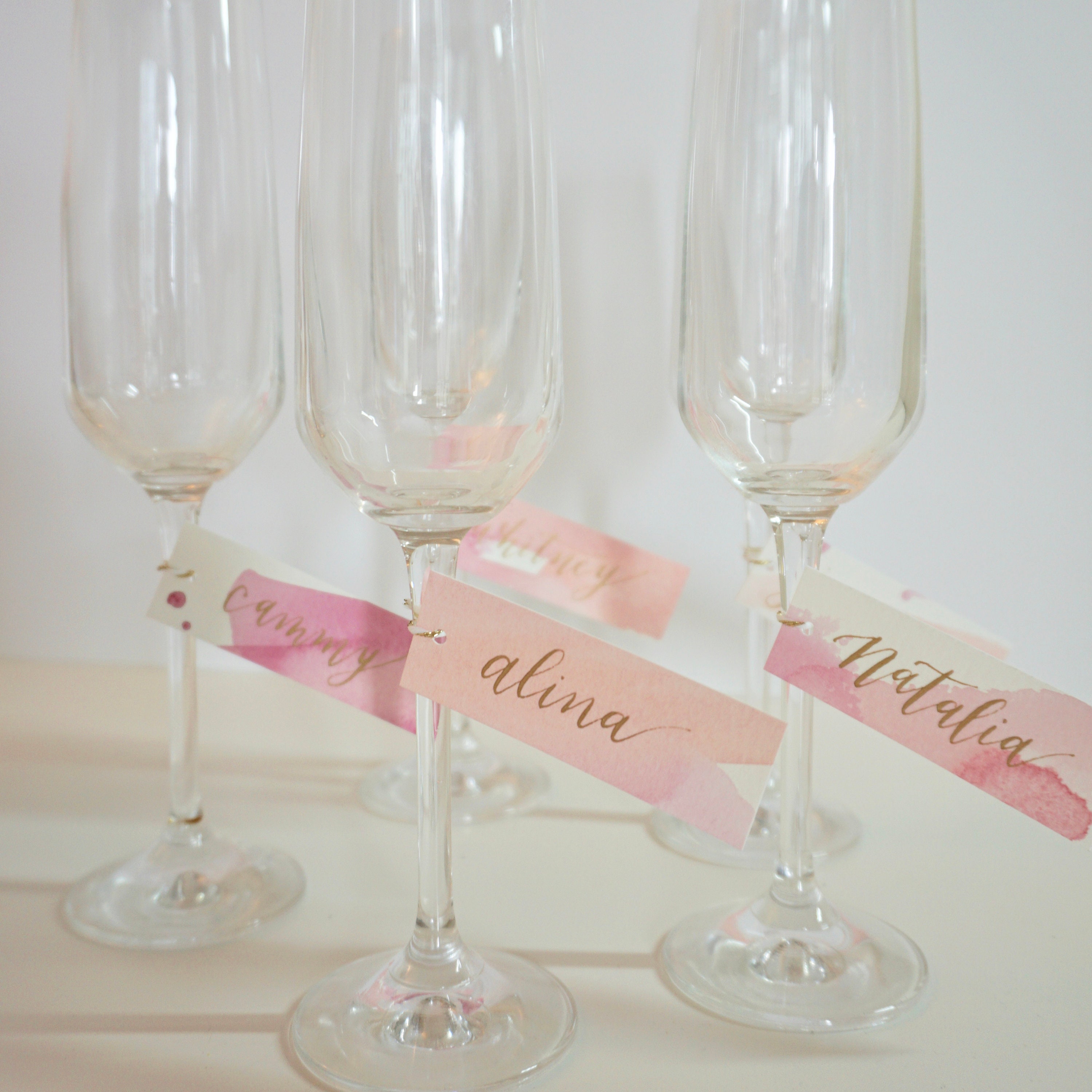 Watercolor Name Tags, Party Favor Tags, Custom Calligraphy, Drink ...