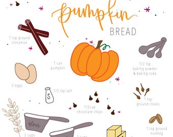 Chana Masala Hand Illustrated Recipe Card PDF Download, Hand Drawn ...