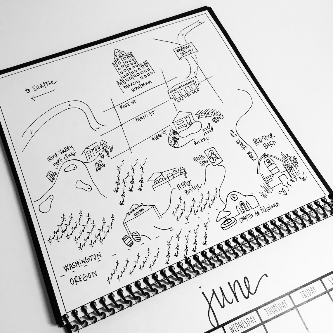 Custom Hand Drawn Calendar, Custom Map Calendar, Custom Calendar ...