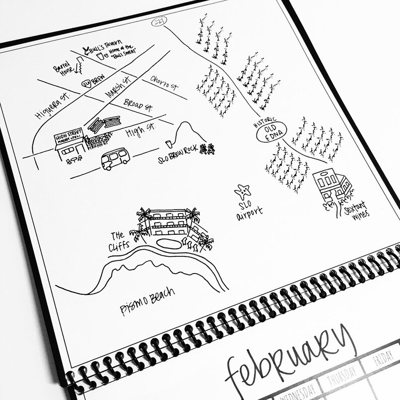 Custom Hand Drawn Calendar, Custom Map Calendar, Custom Calendar ...
