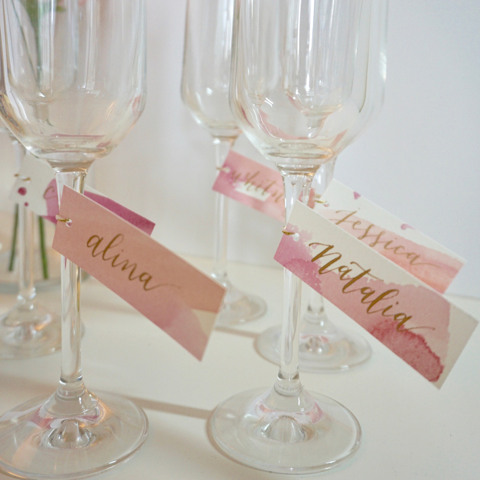 Watercolor Name Tags Party Favor Tags Custom Calligraphy | Etsy