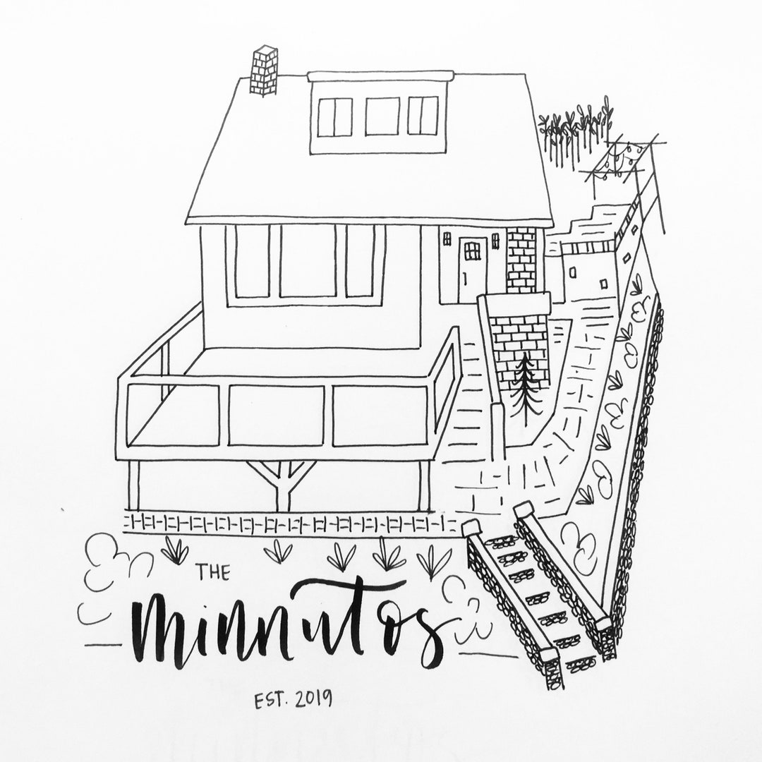 Illustrated House Portrait, Digital Download, Pdf - Etsy