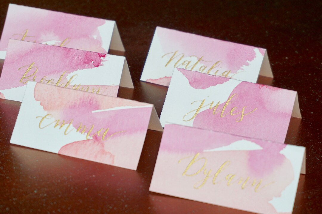 Watercolor Place Cards, Calligraphy Place Cards, Handmade Place Cards ...