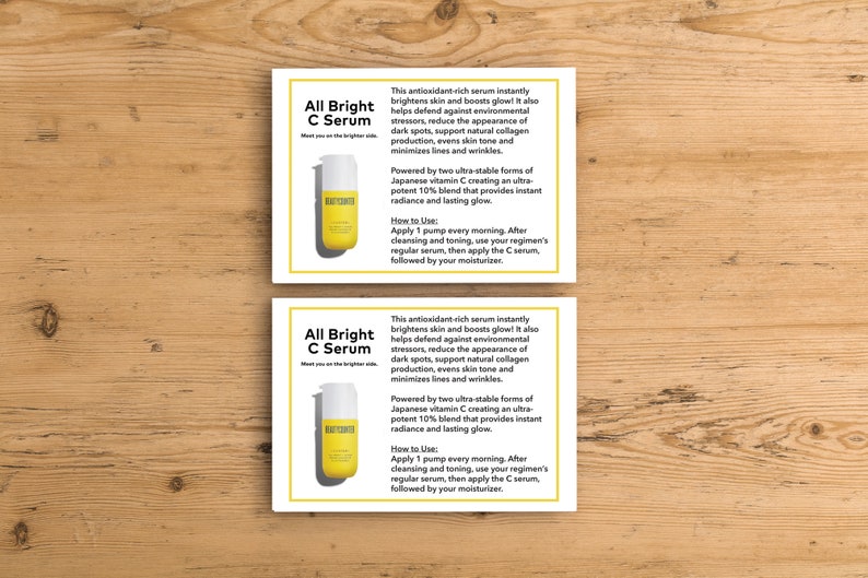 Beautycounter All Bright C Serum Tip Cards - Printable - Etsy