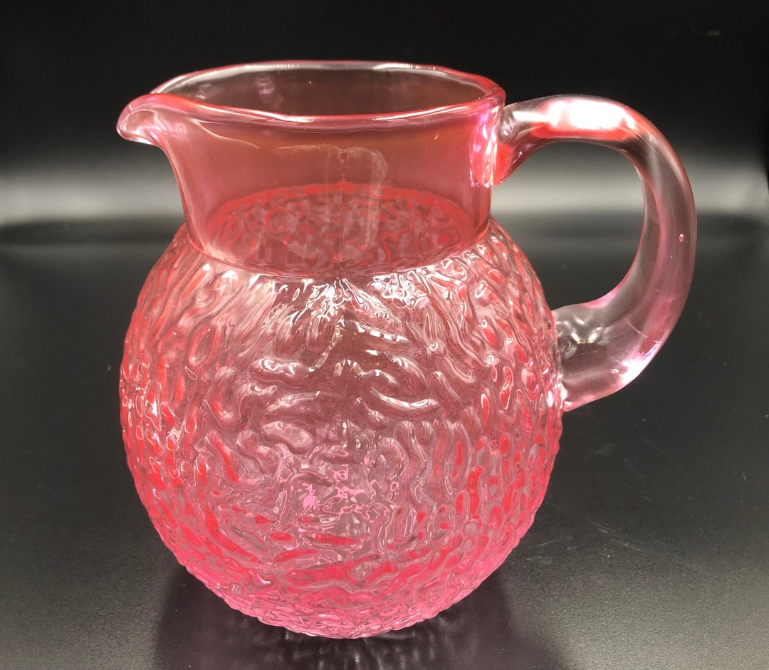 Teleflora "pour on the Pink" Dimpled Glass Pitcher/vase - Etsy