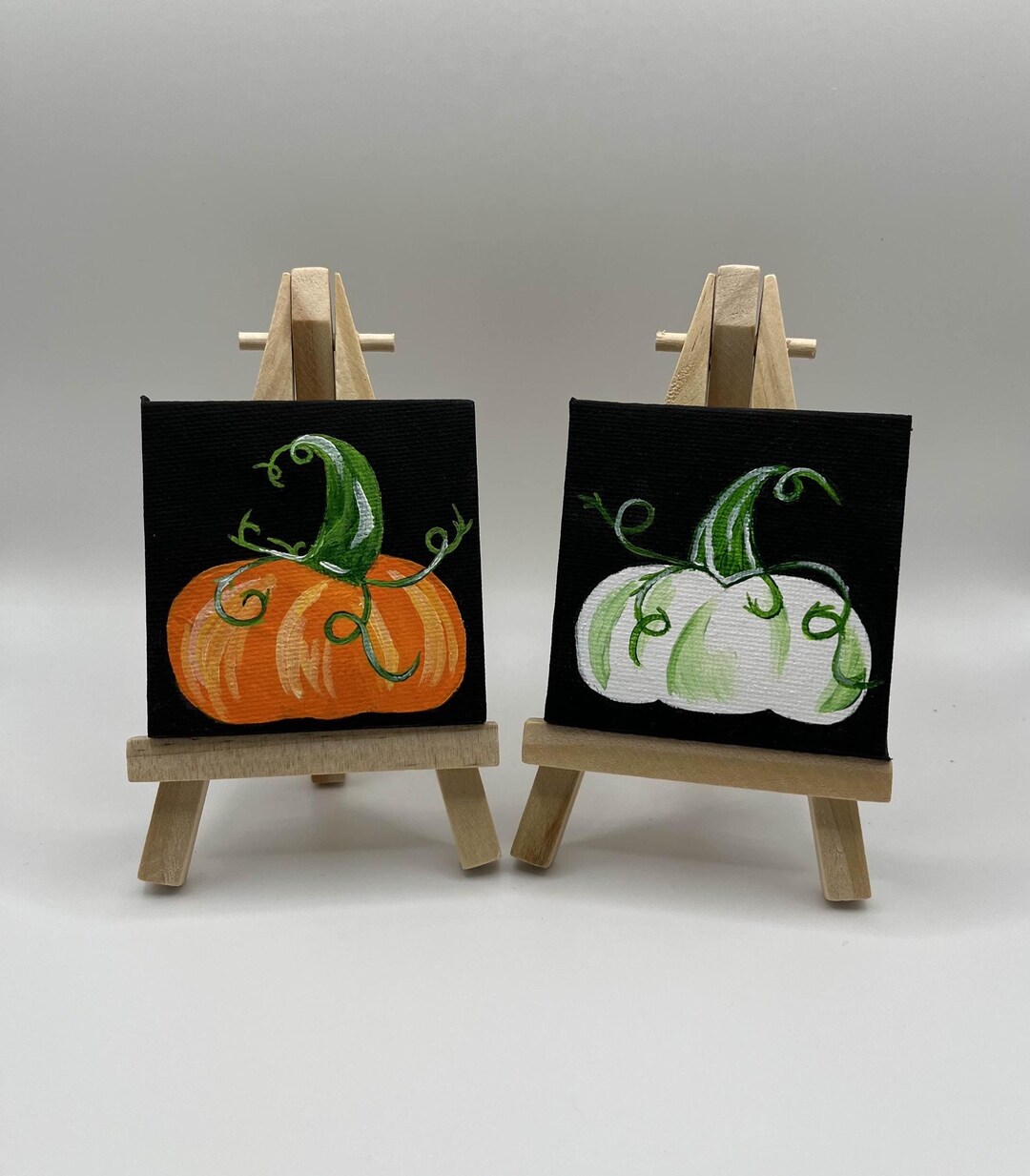 Pumpkin Mini Paintings Set- Mini Painting - Hand Painted - Mini Canvas ...