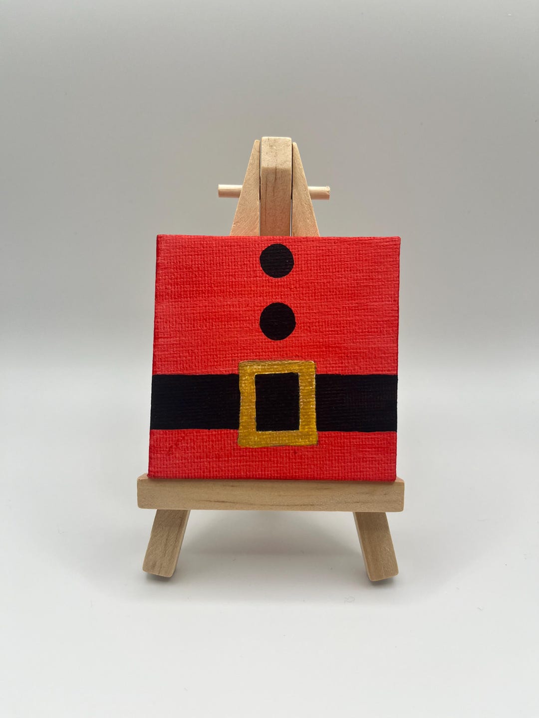 Santa - Santa's Belt - Mini Painting - Hand Painted- Mini Canvas - Tiny ...