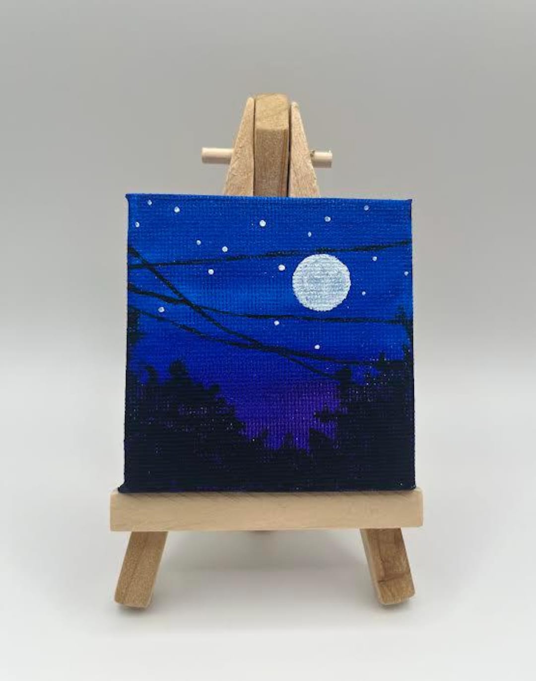 Dark Night Sky - Mini Painting - Hand Painted- Mini Canvas - Etsy