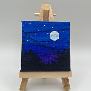 Dark Night Sky - Mini Painting - Hand Painted- Mini Canvas - Etsy