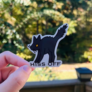 Hiss off Sticker Cat Sticker Black Cat Sticker Vinyl Sticker Halloween ...