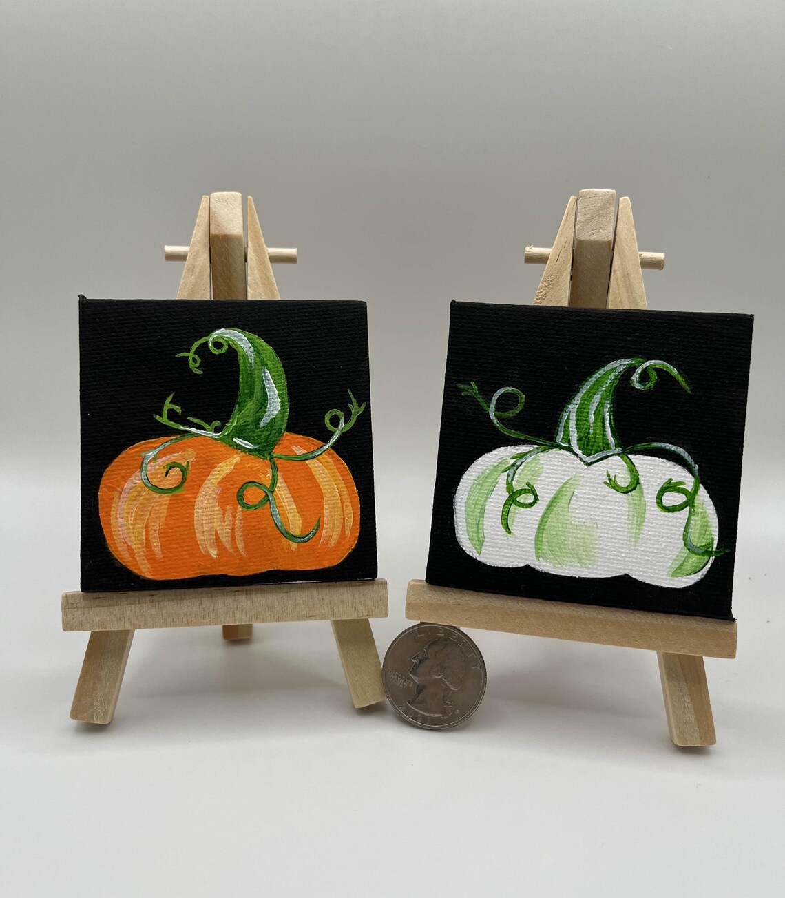 Pumpkin Mini Paintings Set- Mini Painting - Hand Painted - Mini Canvas ...