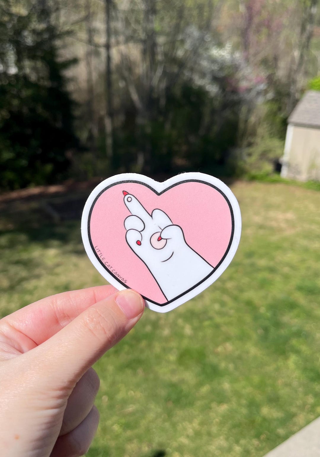 Middle Finger Cat Paw Sticker - Heart Sticker - Funny Cat Sticker ...