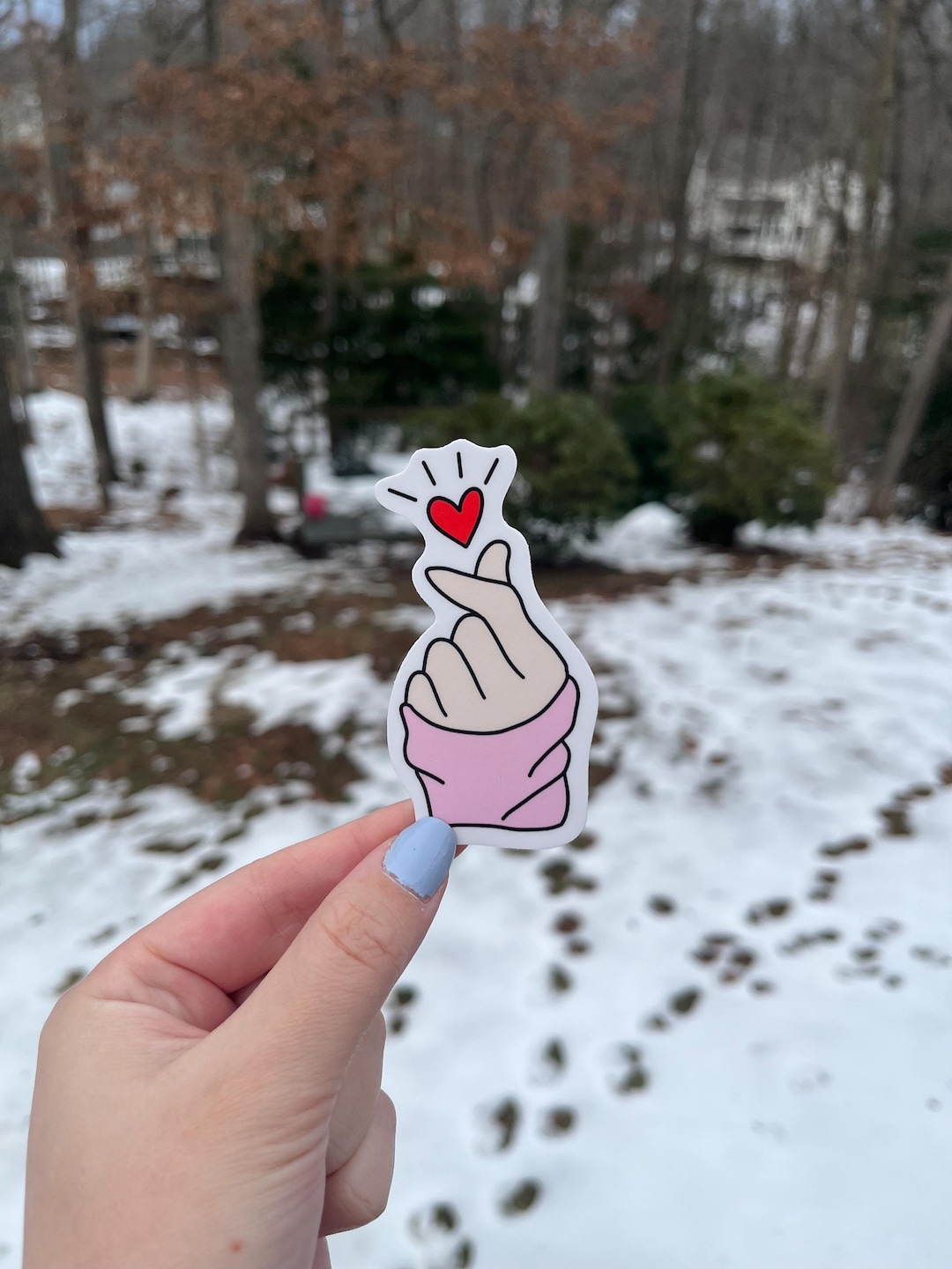 Finger Heart Sticker - Kawaii Sticker - Vinyl Sticker - Waterproof ...