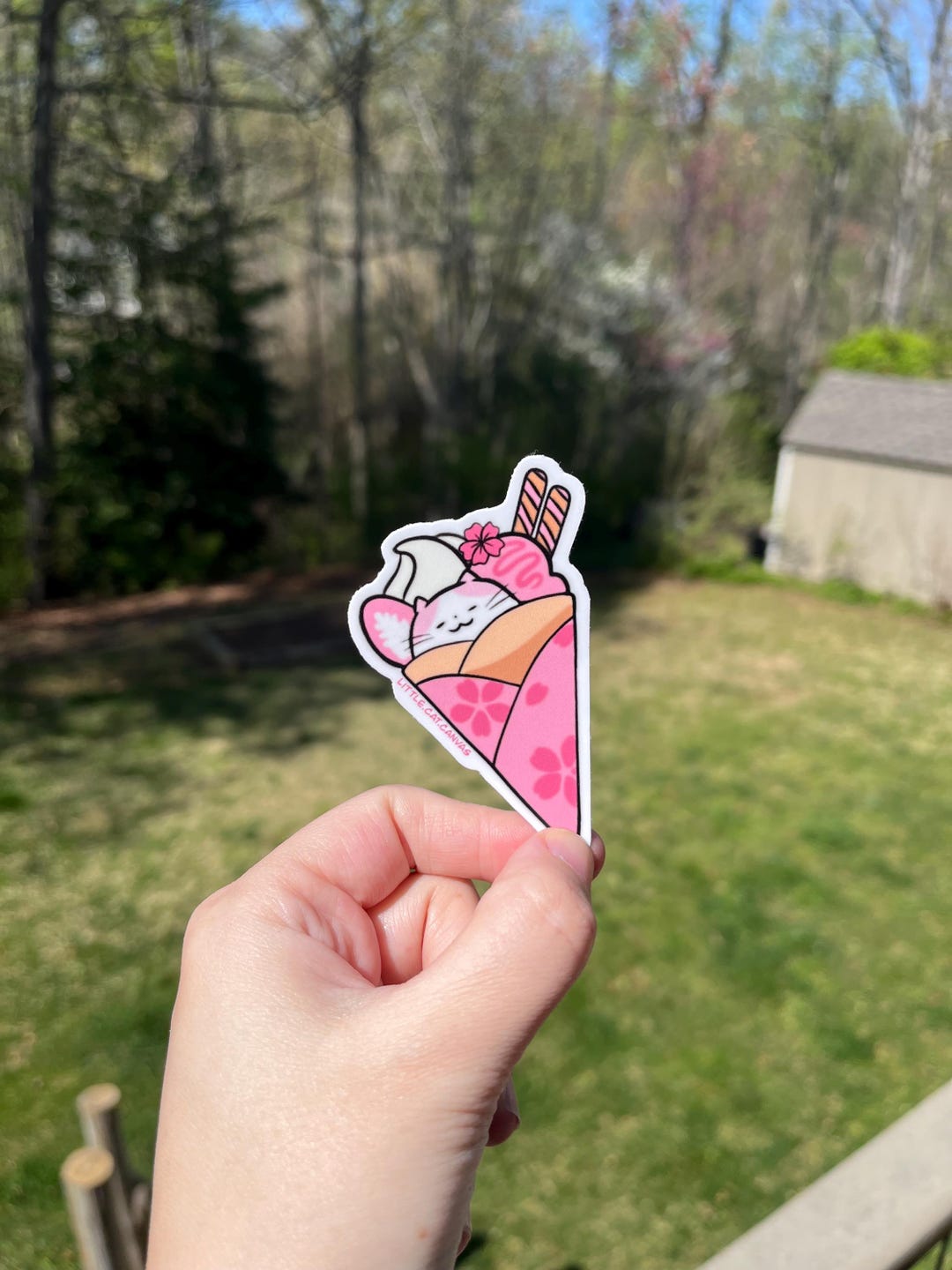 Cat Crepe Sticker - Sakura Crepe - Kawaii Sticker - Waterproof ...