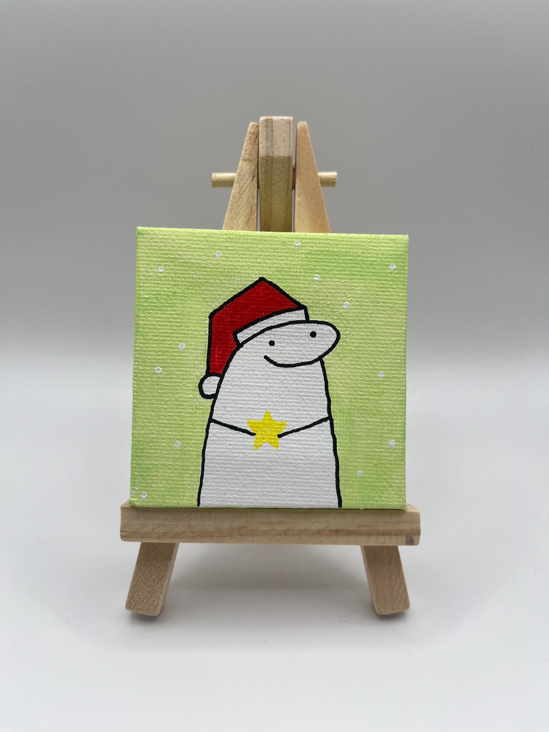 Flork Christmas Mini Painting Hand Painted Mini Canvas Tiny Art - Etsy