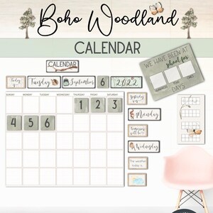 Calendar Elementary Classroom Decor Bundle Boho Woodland - Etsy