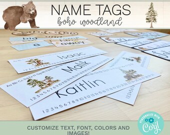 Woodland Name Tags - Etsy