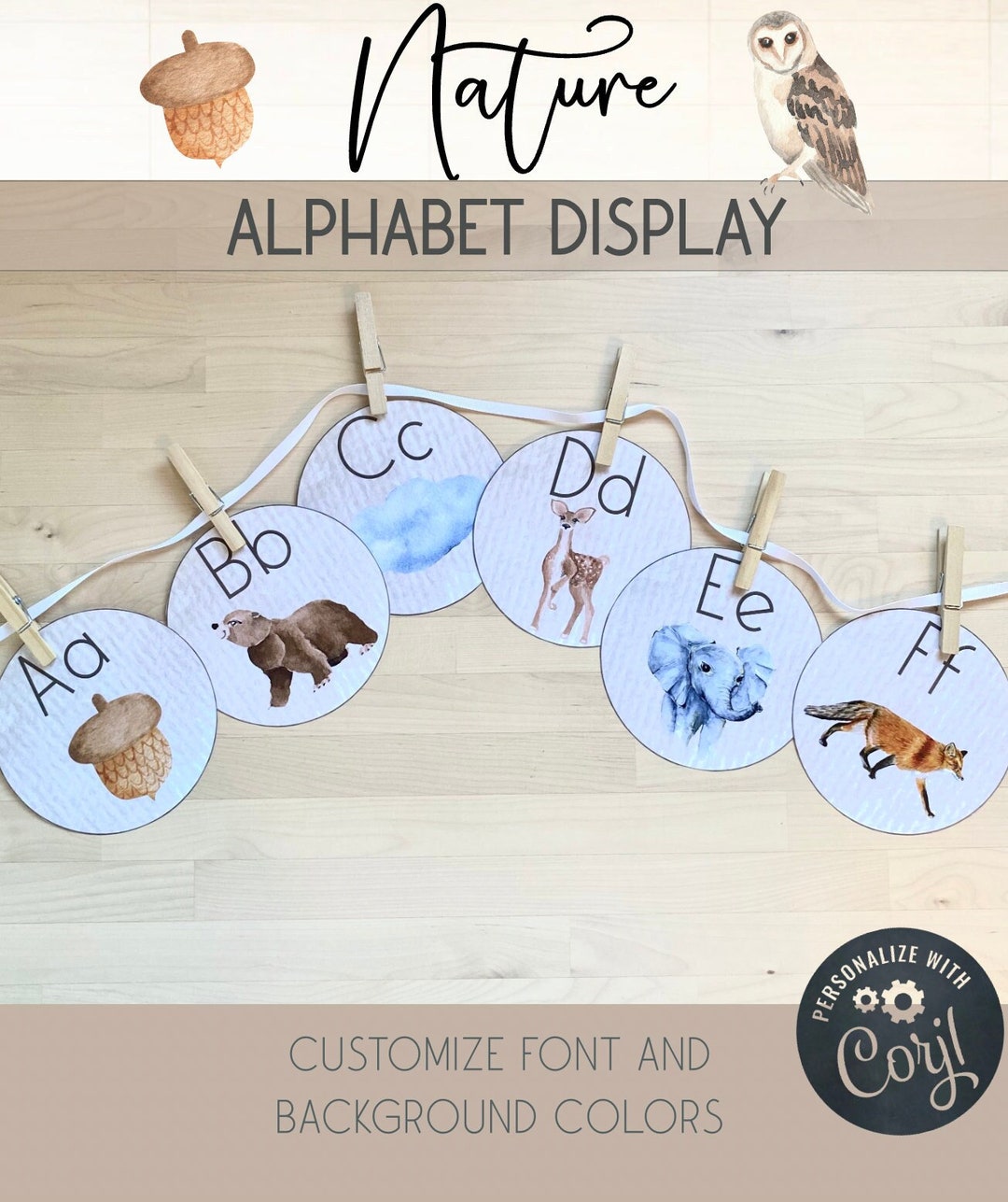 Alphabet Posters | Classroom Poster Set Elementary | Watercolor Nature ...