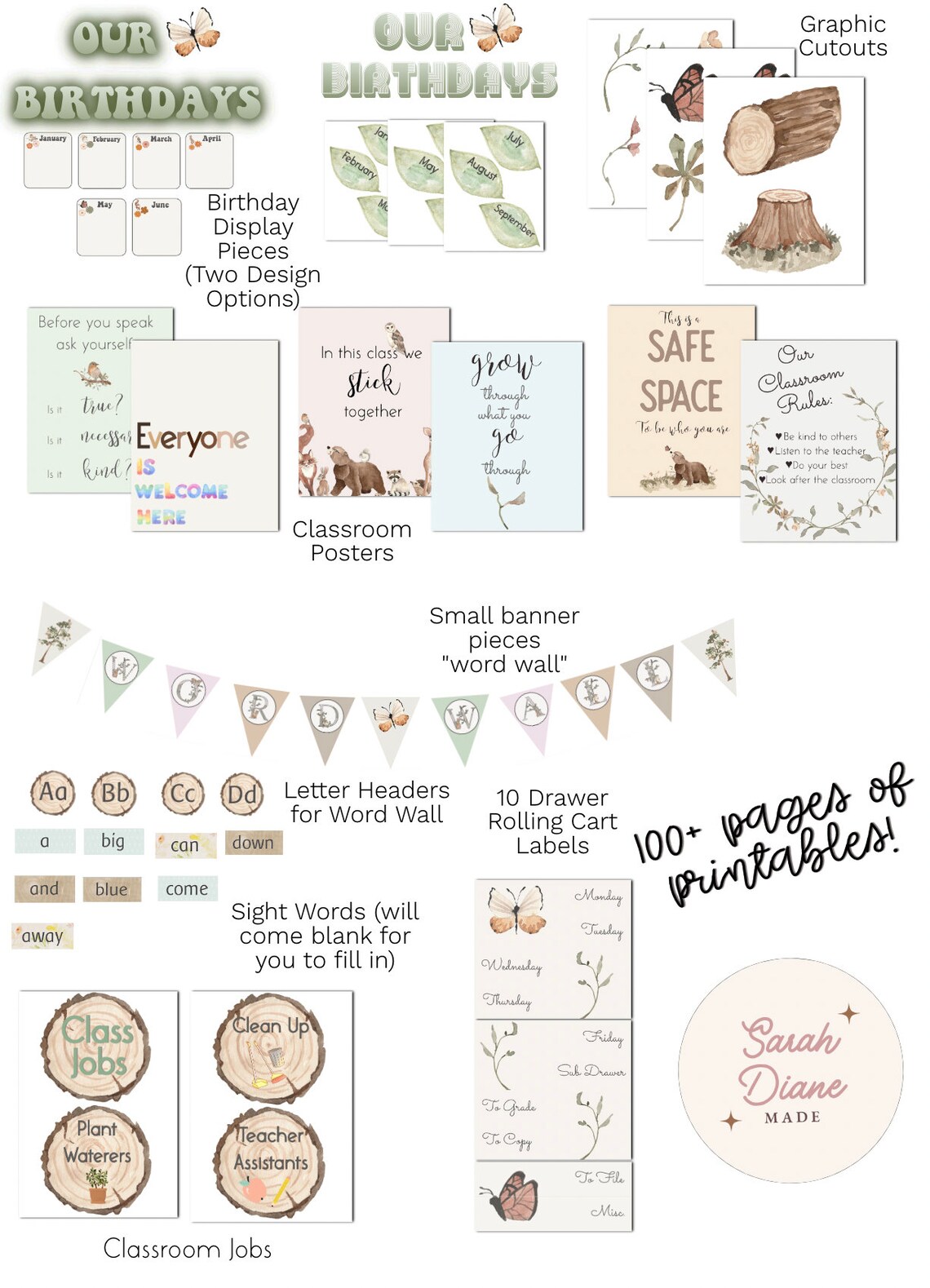 Classroom Decor Bundle | Elementary Decor Package | Boho Woodland Theme ...