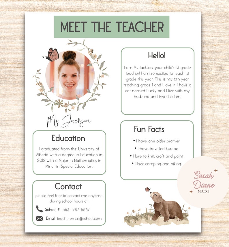 Meet the Teacher Template Printable | Elementary Classroom Decor Bundle ...