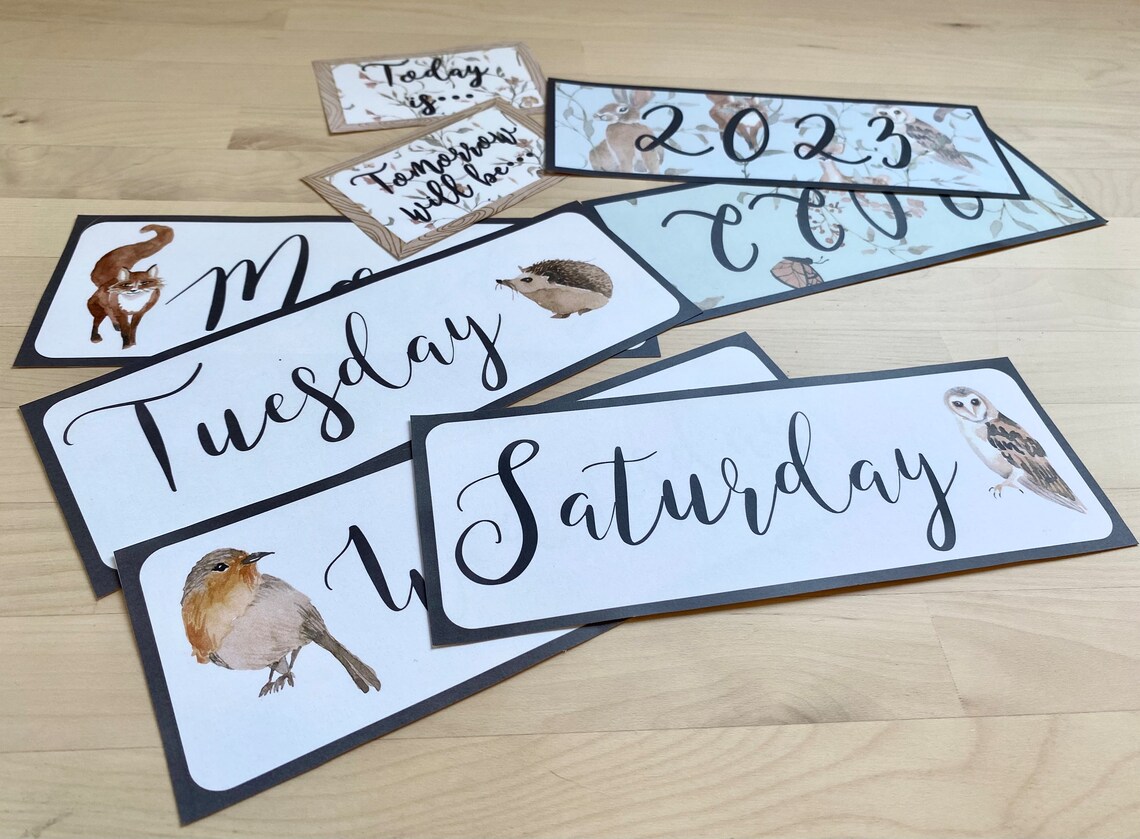 Calendar Elementary Classroom Decor Bundle Boho Woodland - Etsy