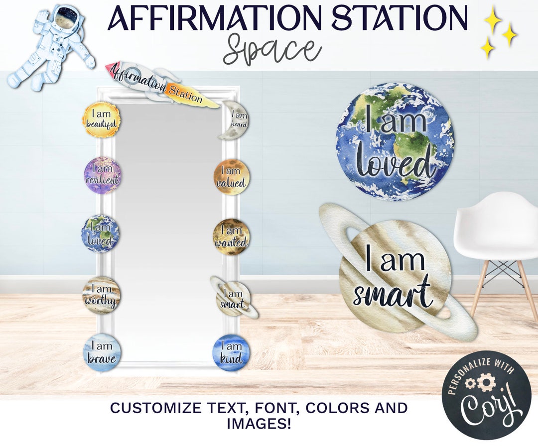 Affirmation Station | Elementary Classroom Decor Bundle | Space Theme ...