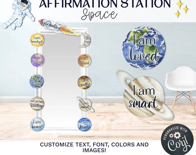 Affirmation Station | Elementary Classroom Decor Bundle | Space Theme ...