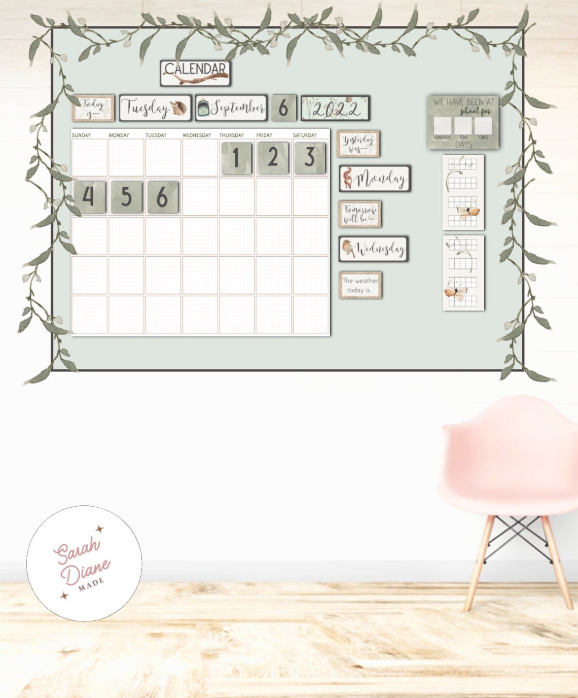 Calendar Elementary Classroom Decor Bundle Boho Woodland - Etsy