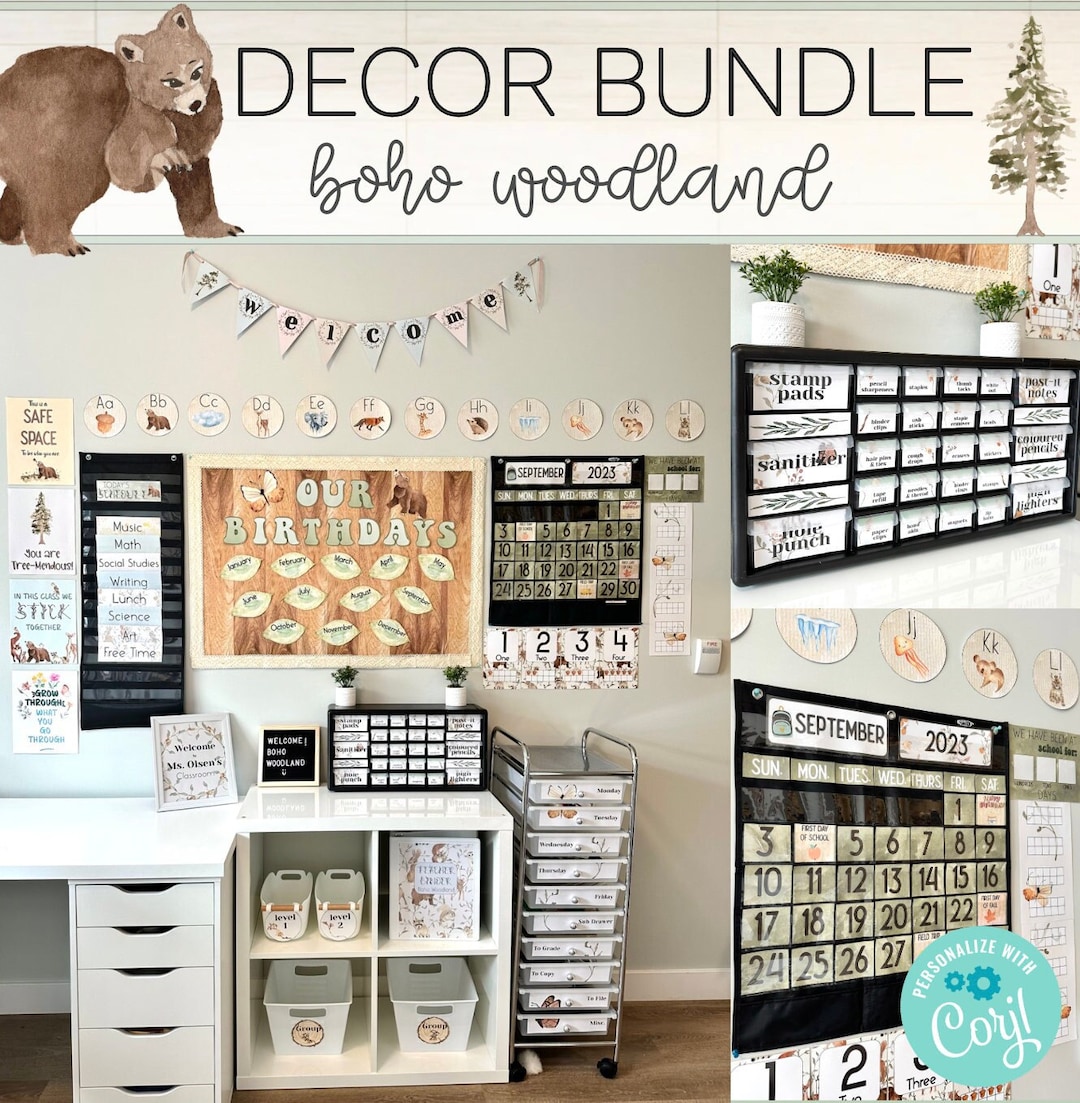 Classroom Decor Bundle | Elementary Decor Package | Boho Woodland Theme ...