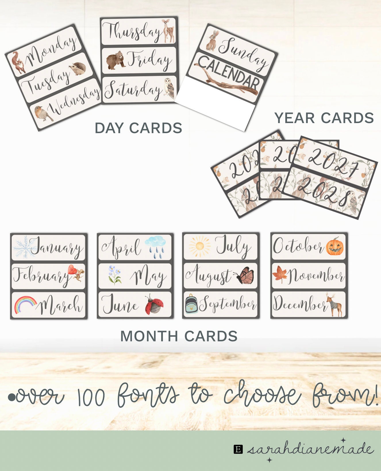 Calendar Elementary Classroom Decor Bundle Boho Woodland - Etsy