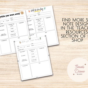 Groovy Retro Substitute Teacher Note Feedback Form (digital Download ...