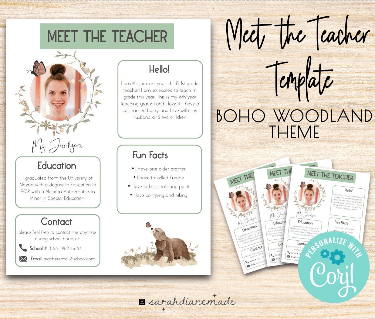 Meet the Teacher Template Printable | Elementary Classroom Decor Bundle ...