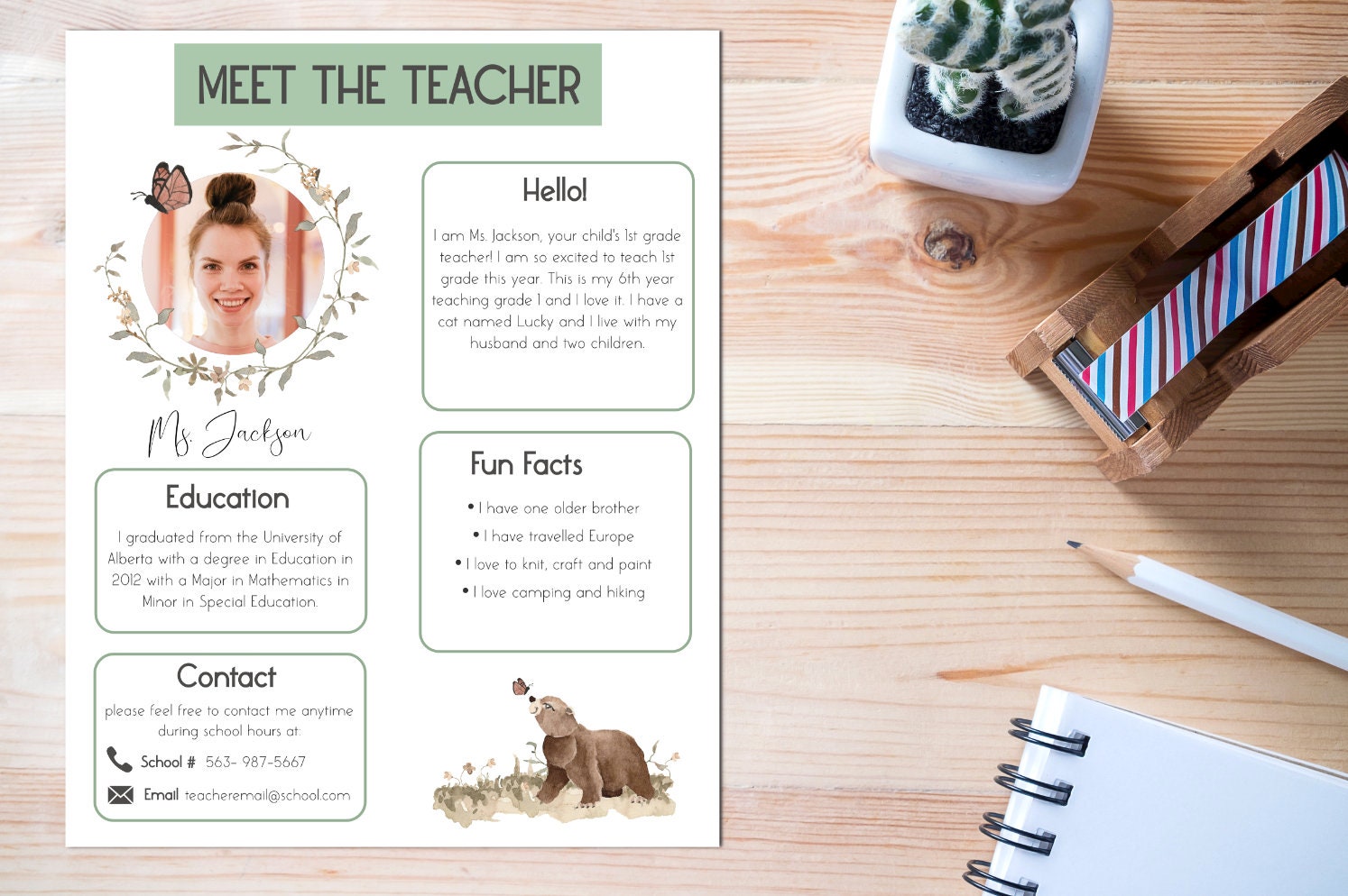 Meet the Teacher Template Printable | Elementary Classroom Decor Bundle ...