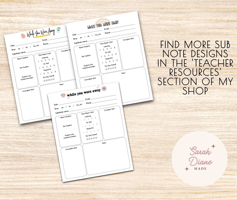 Substitute Teacher Note Feedback Form | Template | While You Were Away ...