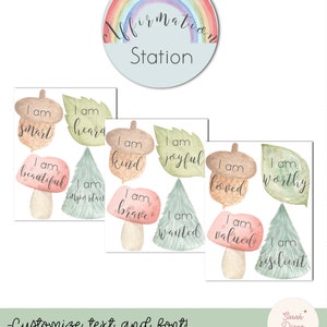 Affirmation Station | Elementary Classroom Decor Bundle | Boho Woodland ...