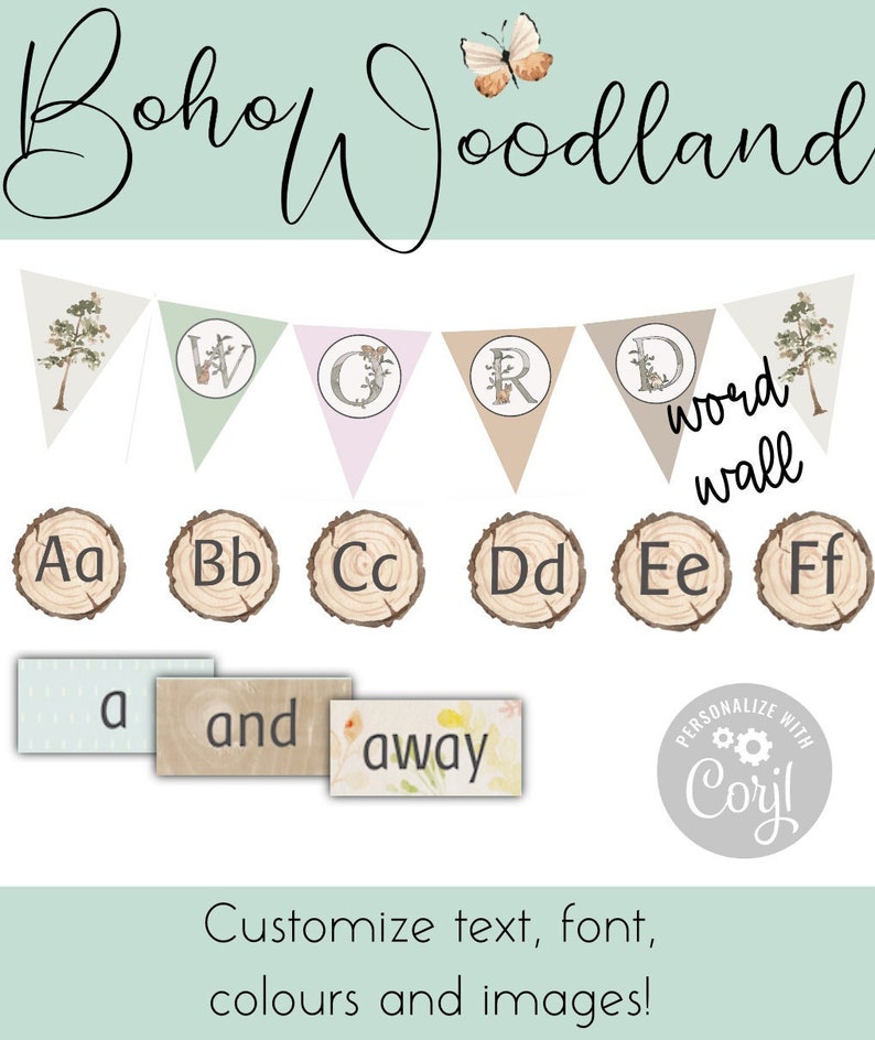 Word Wall Elementary Classroom Decor Bundle Boho Woodland - Etsy