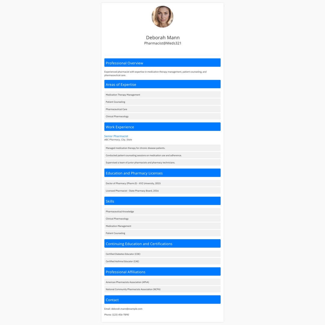 Customizable Pharmacist Resume Template Professional CV Template ...