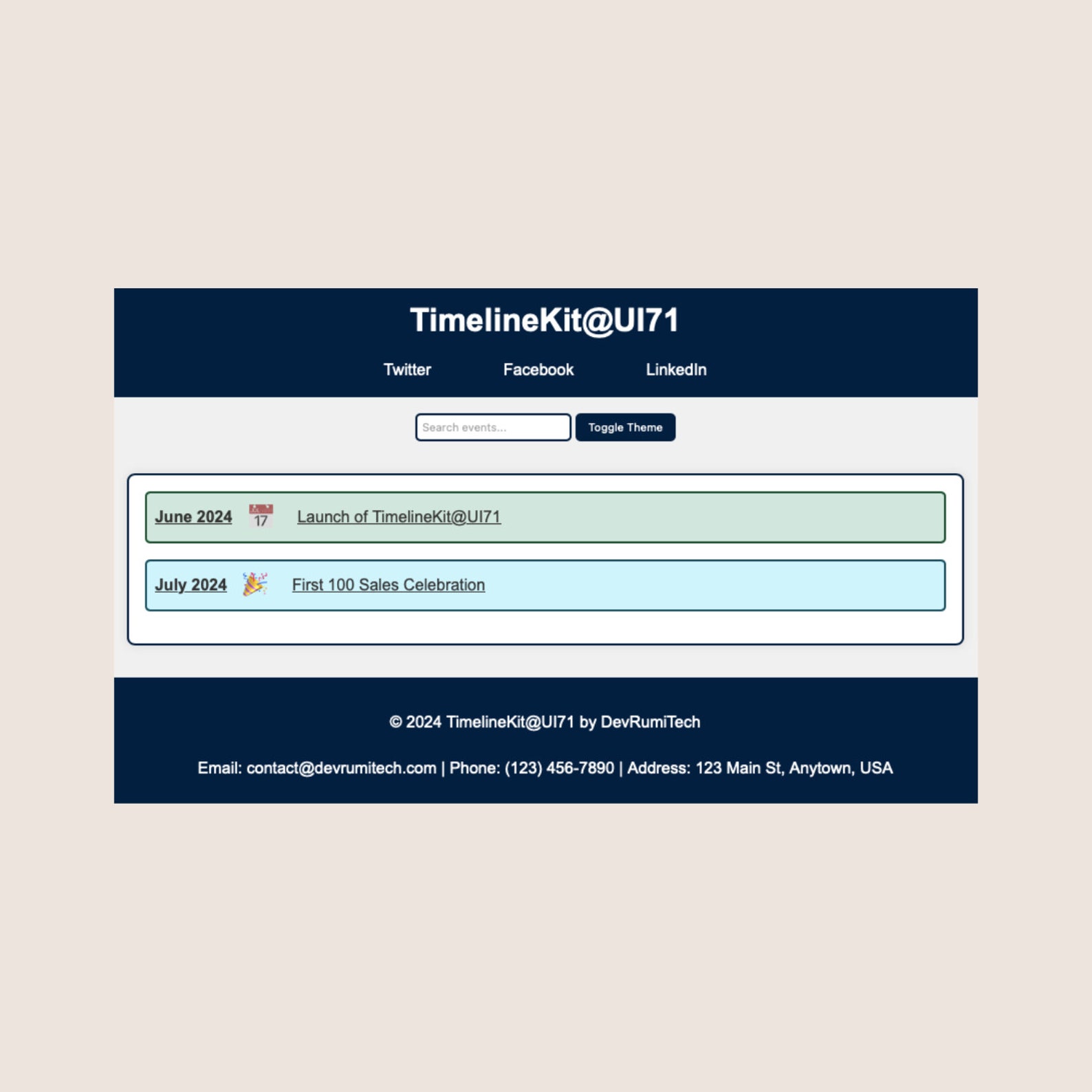 Customizable Timeline UI Kit HTML & CSS Event Timeline Template With ...