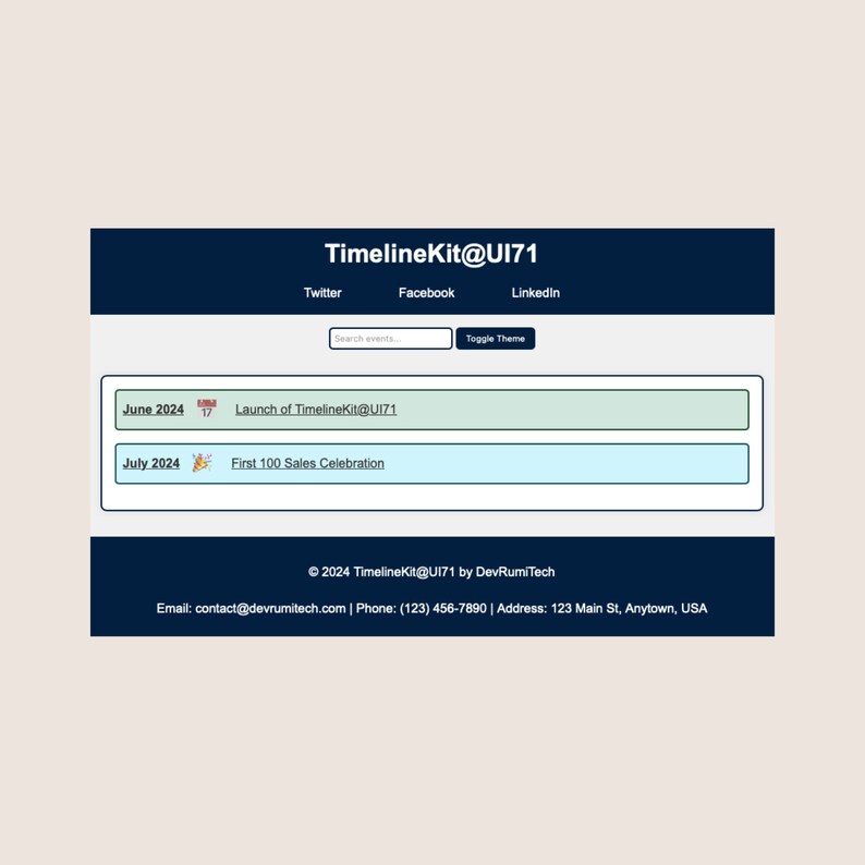 Customizable Timeline UI Kit HTML & CSS Event Timeline Template With ...