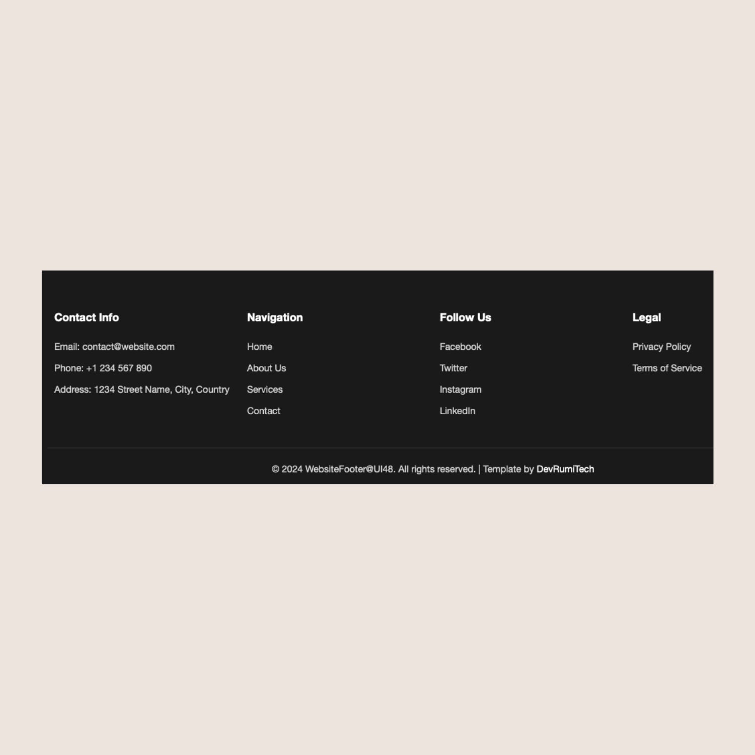 Customizable Website Footer UI Kit Modern & Responsive Design for Web ...