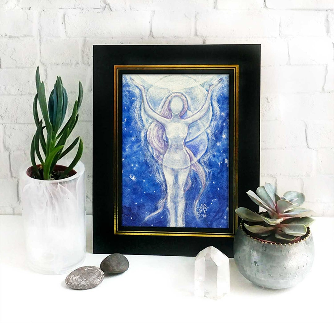 Moon Goddess Altar Print - Drawing Down the Moon, Nature Goddess Art ...