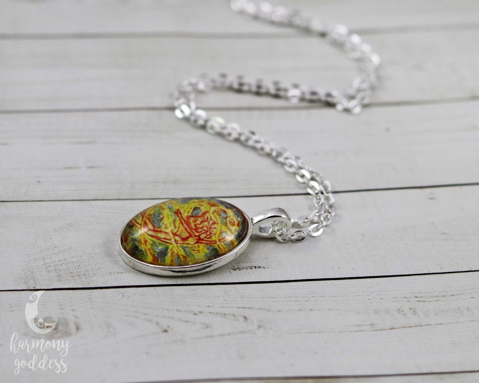 Fire Elemental Necklace, Nature Goddess Art Pendant, Magical Element ...