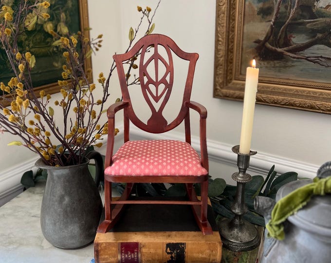 Vintage Wood Chippendale Doll Chair - 18”+ Doll Size - Rocker With ...