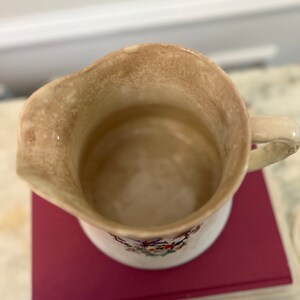 Rustic Ceramic Pitcher With Exotic Bird, Cherry Blossoms, and Fruit ...