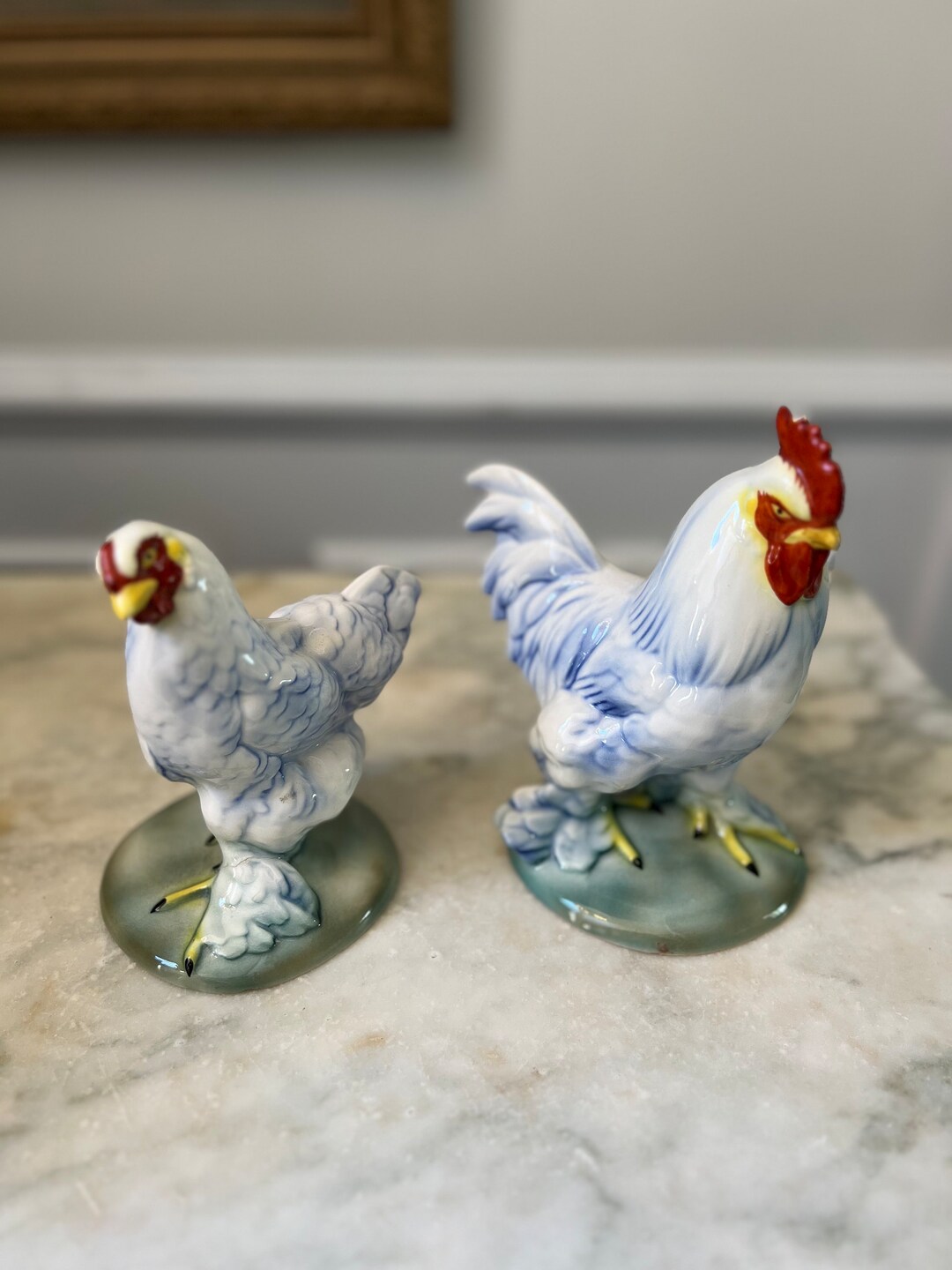 WILL GEORGE - Rooster and Hen - Repaired - 1940s-1950s - Made in ...